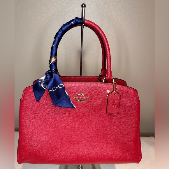 Coach | Bags | Coach Red Leather Satchel Cross Body With Scarf | Poshmark